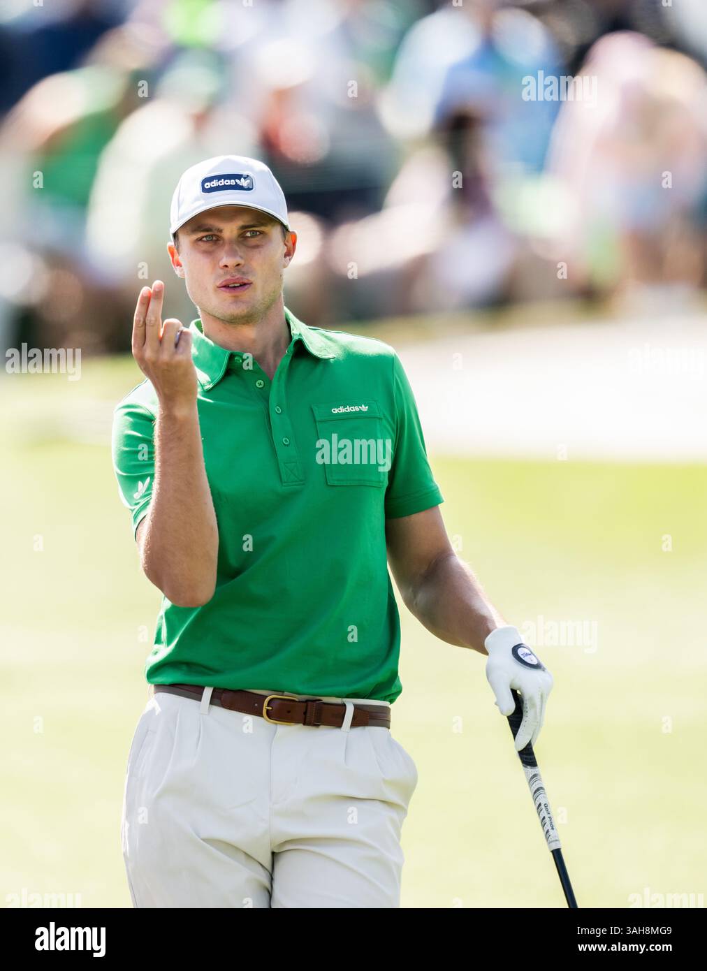 250409 Ludvig Åberg of Sweden during a practice round prior to the 2025 ...