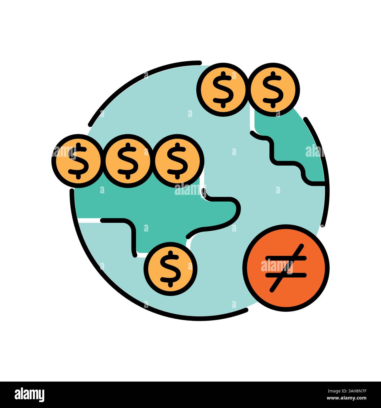 Regional inequality color flat icon for digital and print projects ...