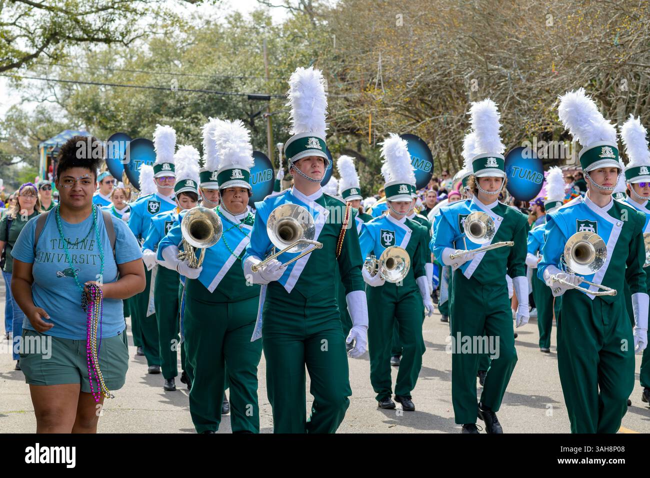 New Orleans, LA, USA - March 2, 2025: Tulane University Marching Band ...