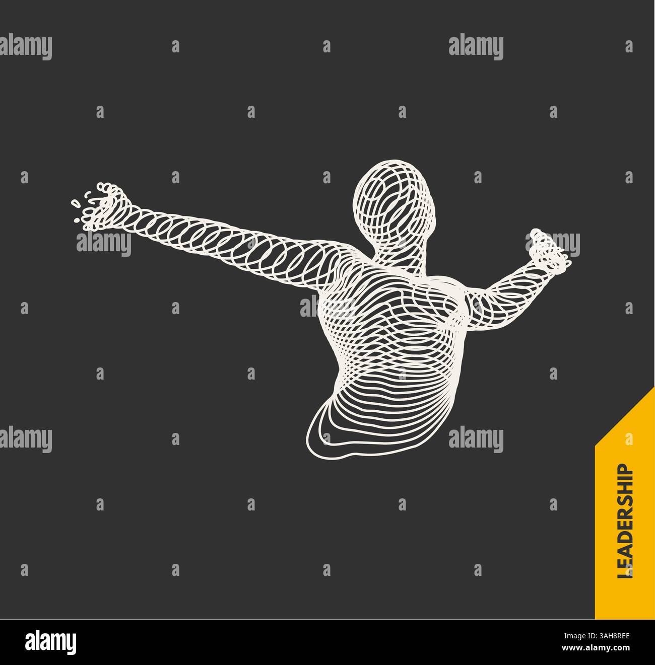 3d model of man. Vector illustration. Wire connection to virtual ...