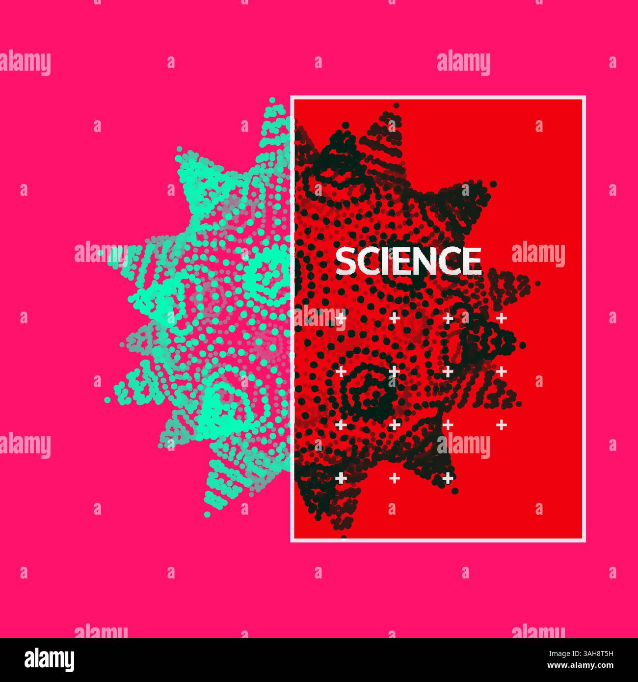 Object with dots. Molecular grid. Technology style with particle ...