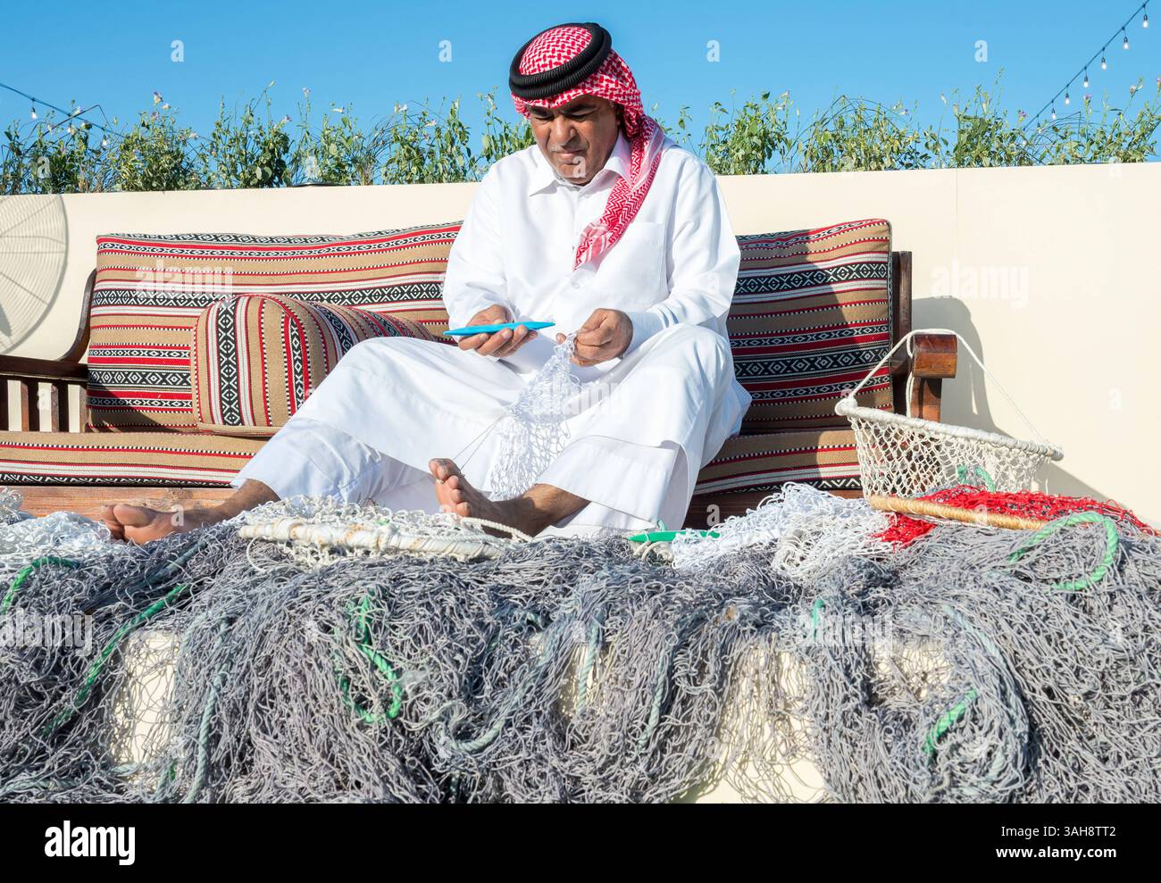 FIRST FISHING EXHIBITION IN QATAR A Qatari man display their skills on ...