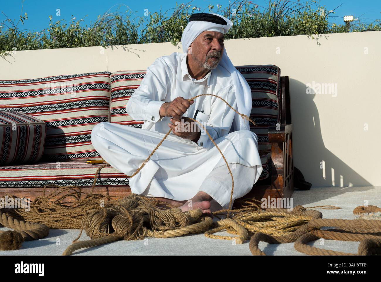 FIRST FISHING EXHIBITION IN QATAR A Qatari man display their skills on ...