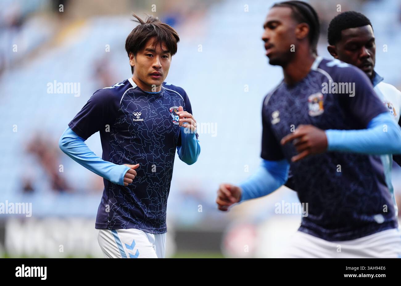 Coventry City's Tatsuhiro Sakamoto warming up before the Sky Bet ...