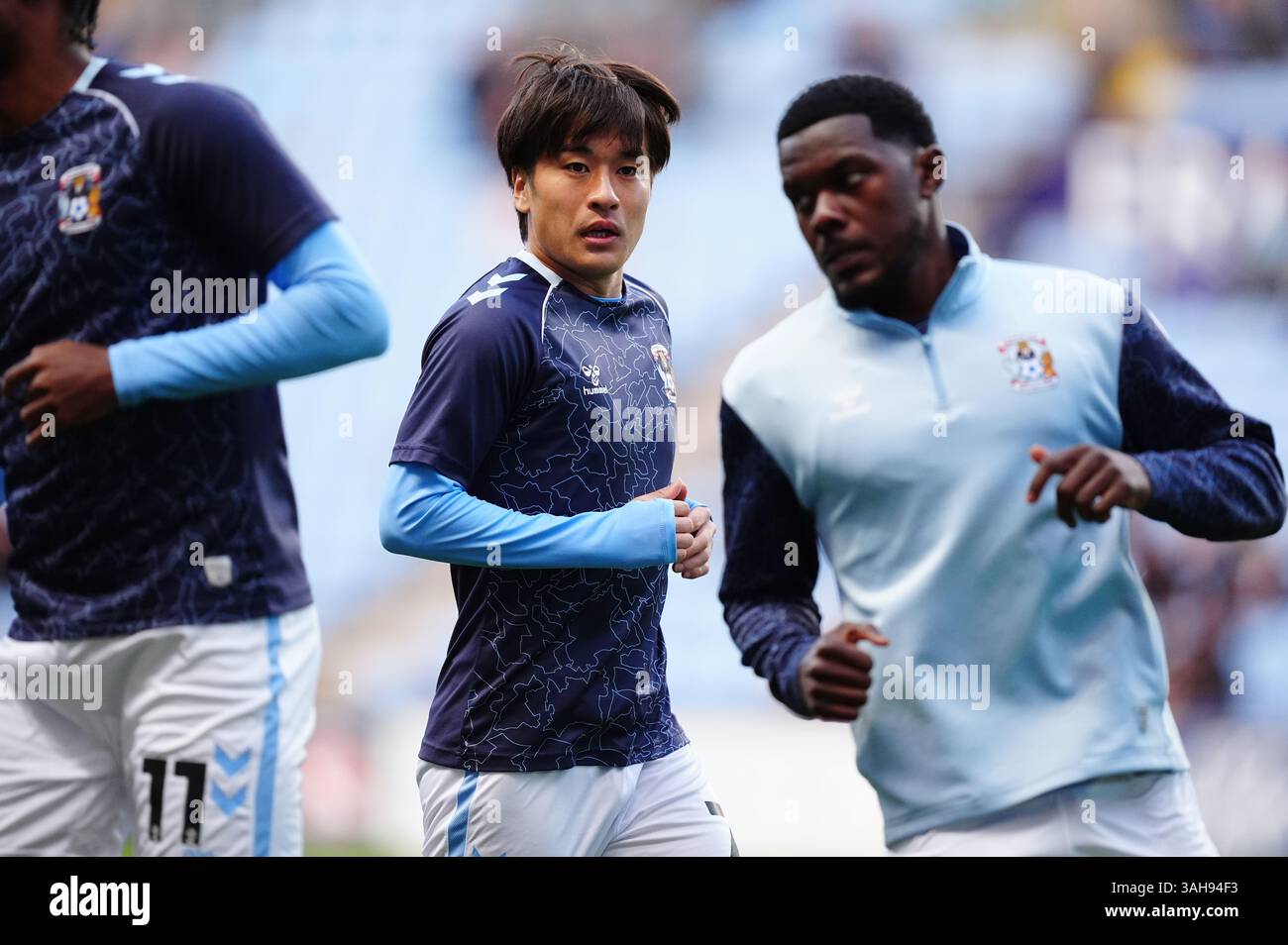 Coventry City's Tatsuhiro Sakamoto warming up before the Sky Bet ...