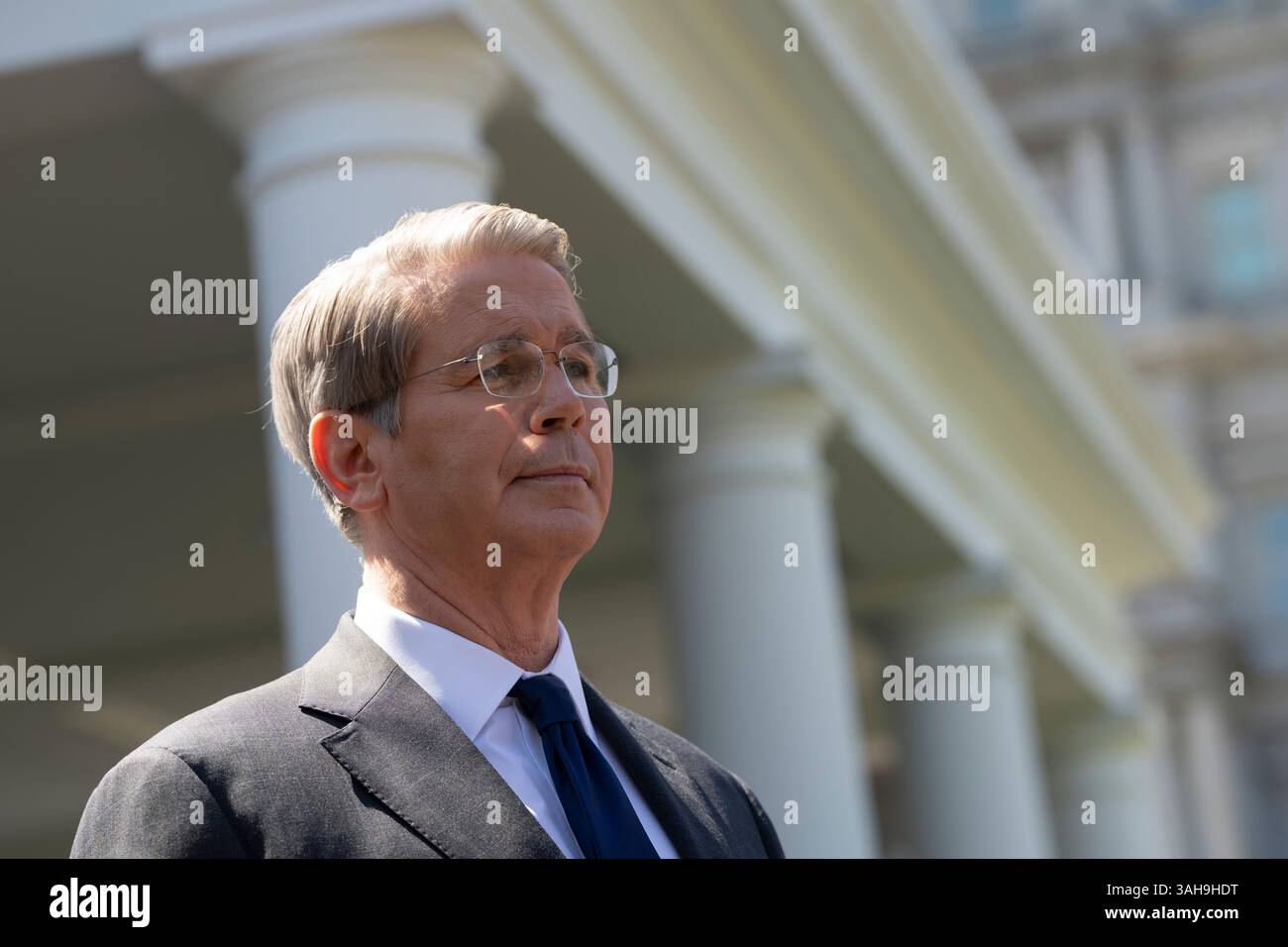 United States Secretary of the Treasury Scott Bessent speaks to the ...