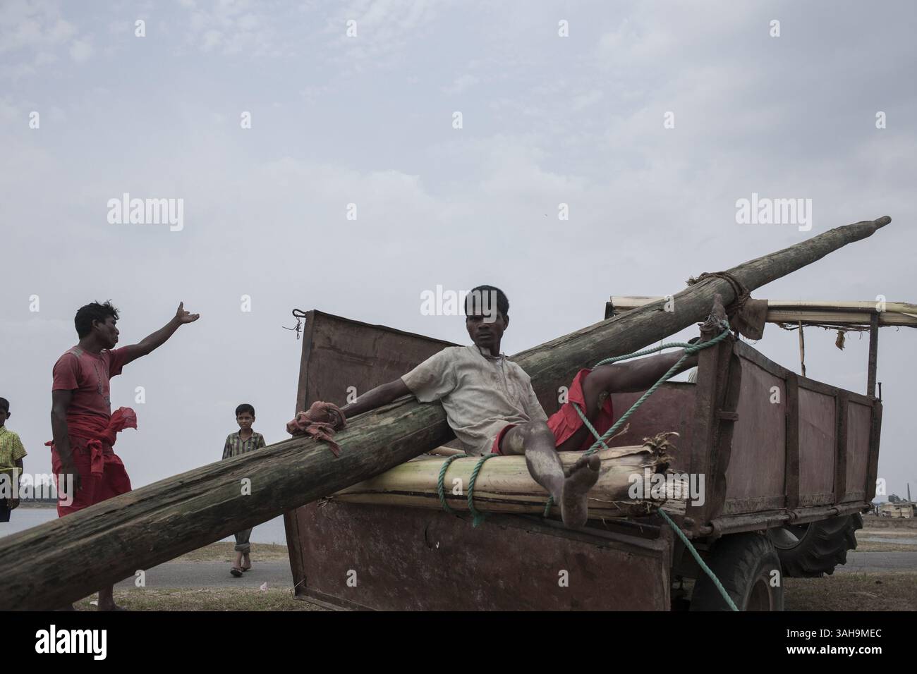 April 14, 2013 - Sylhet, sylhet, Bangladesh - A charak pole brought by a van at Charak venue ...