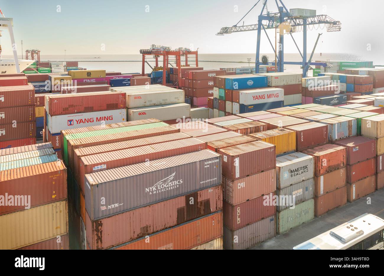 Shipping containers, many carrying goods from China, are seen at the ...