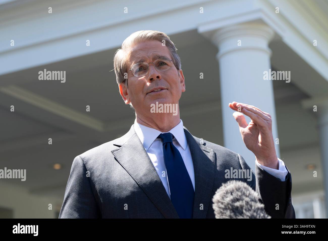 United States Secretary of the Treasury Scott Bessent speaks to the ...