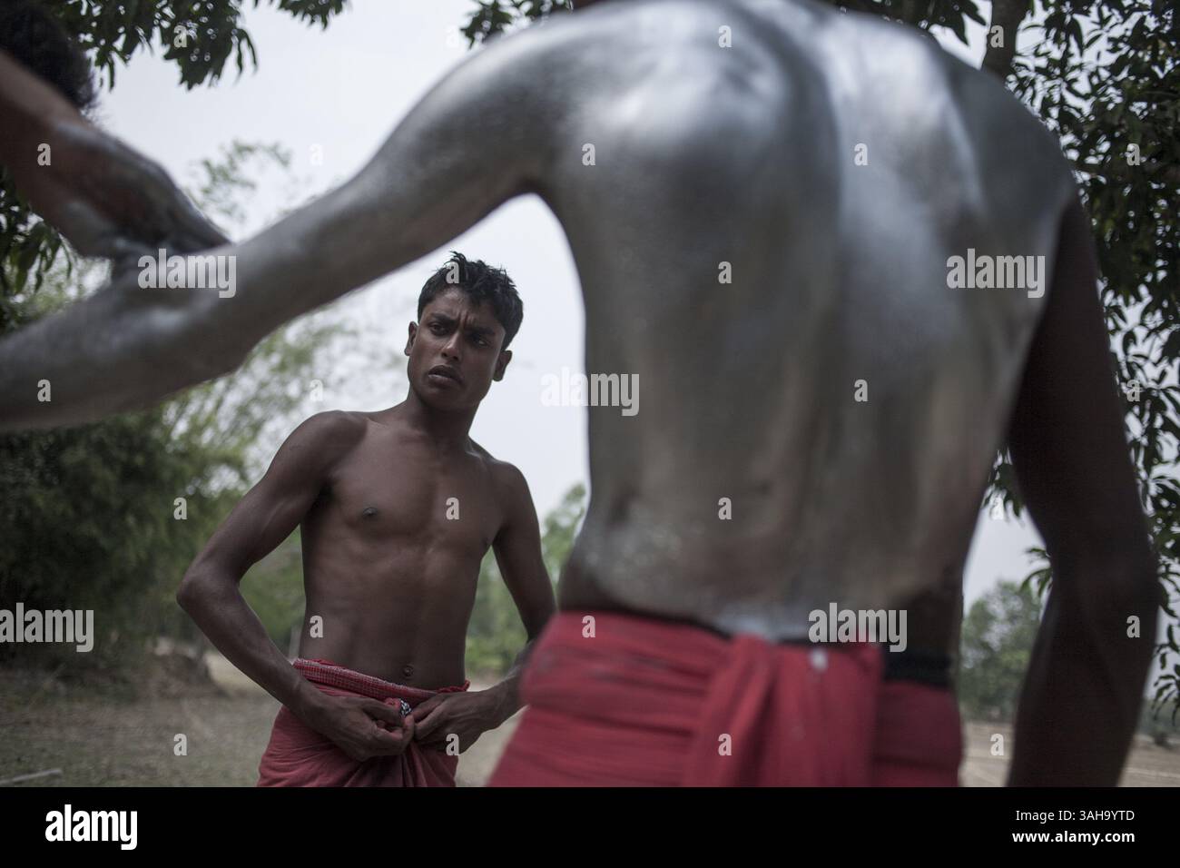 April 14, 2013 - Sylhet, sylhet, Bangladesh - Two young man preparing themselves to perform at ...