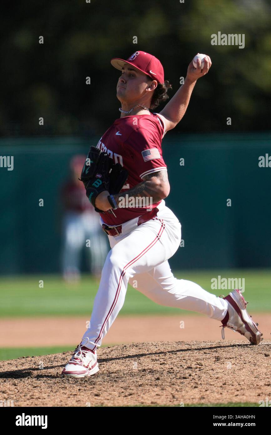 Stanford pitcher Toran O'Harran during an NCAA college baseball game ...
