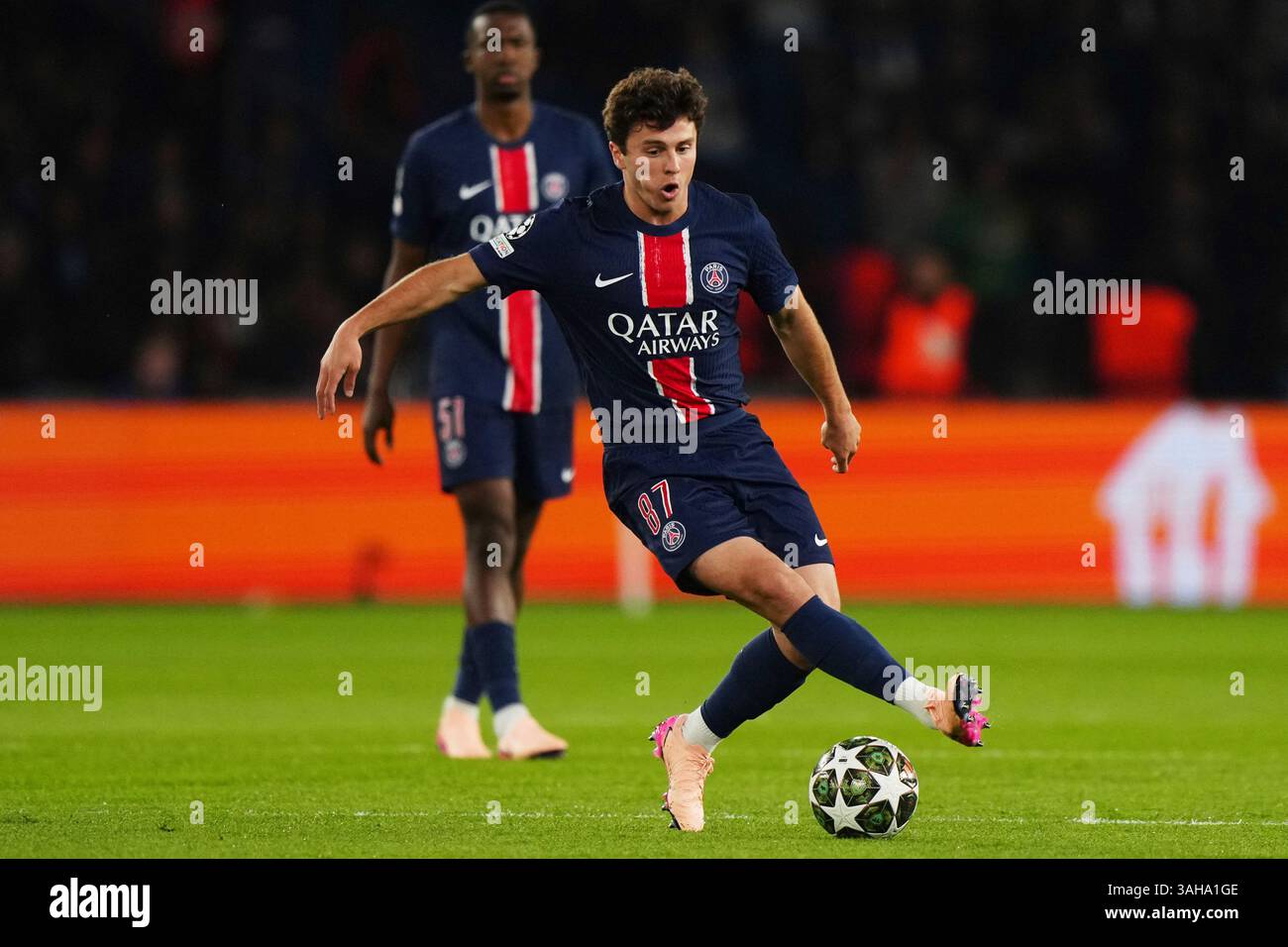 PSG's Joao Neves controls the ball during the Champions League ...