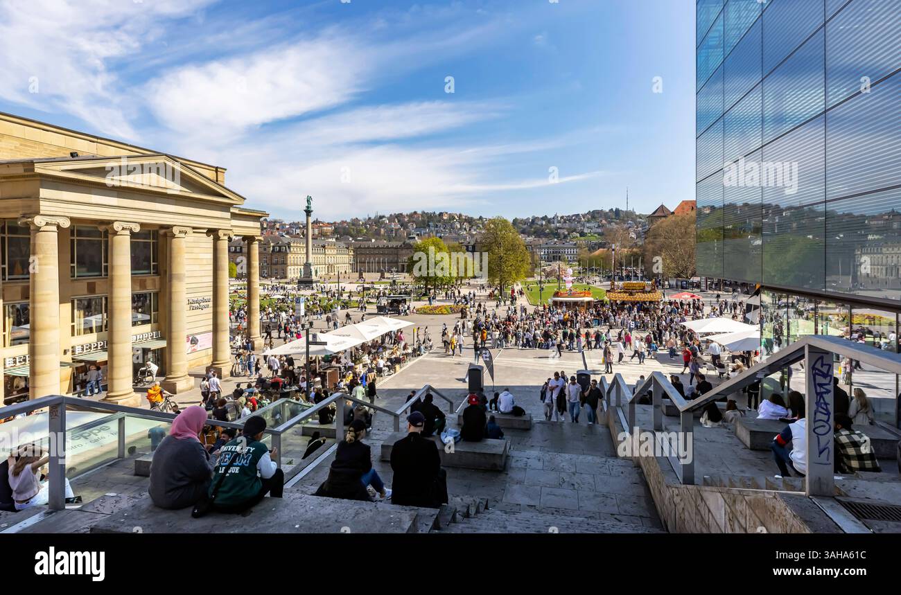 Frühling am Schlossplatz Stuttgart. // 05.04.2025: Stuttgart, Baden ...