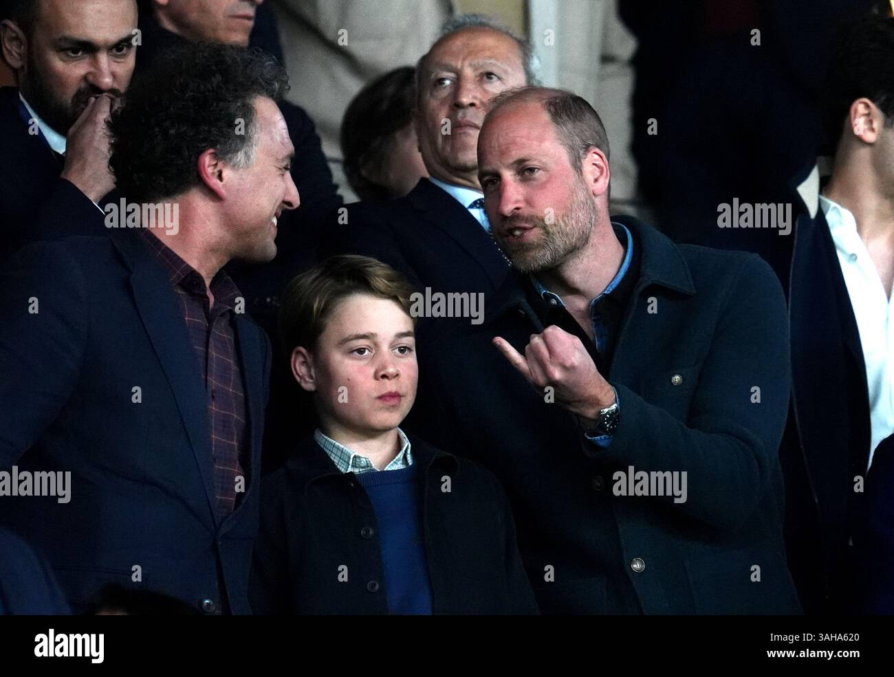 The Prince of Wales and Prince George in the stands during the UEFA ...