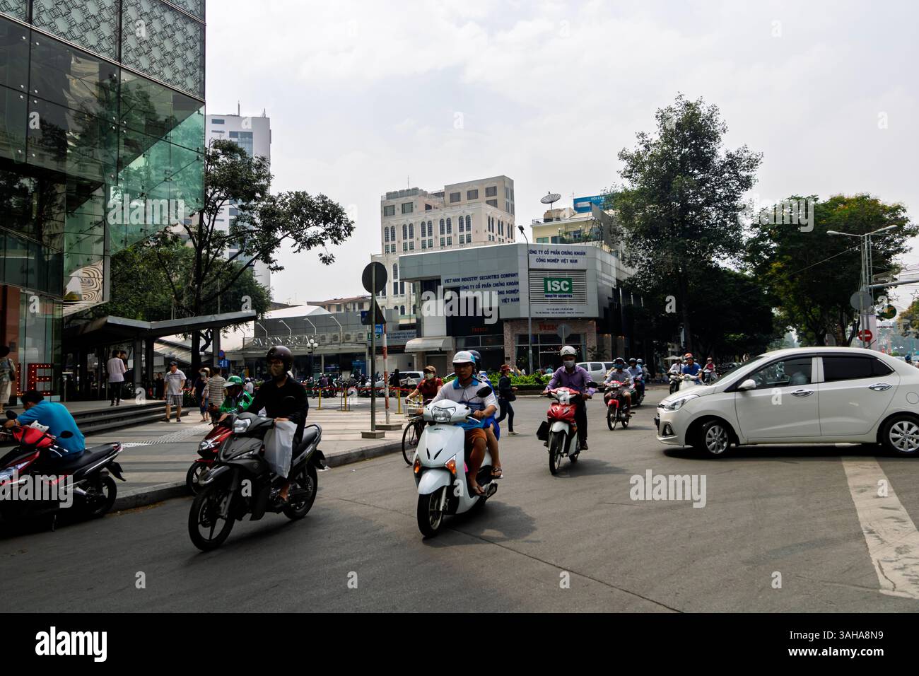 Car traffic at rush hour, car pollution and traffic jam in Ho Chi Minh ...