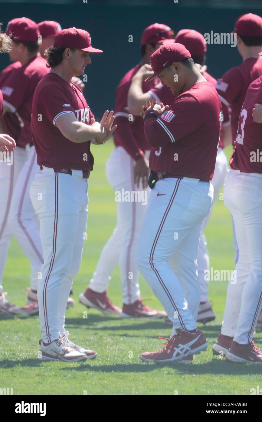 Stanford pitcher Toran O'Harran, left, and first baseman Rintaro Sasaki ...