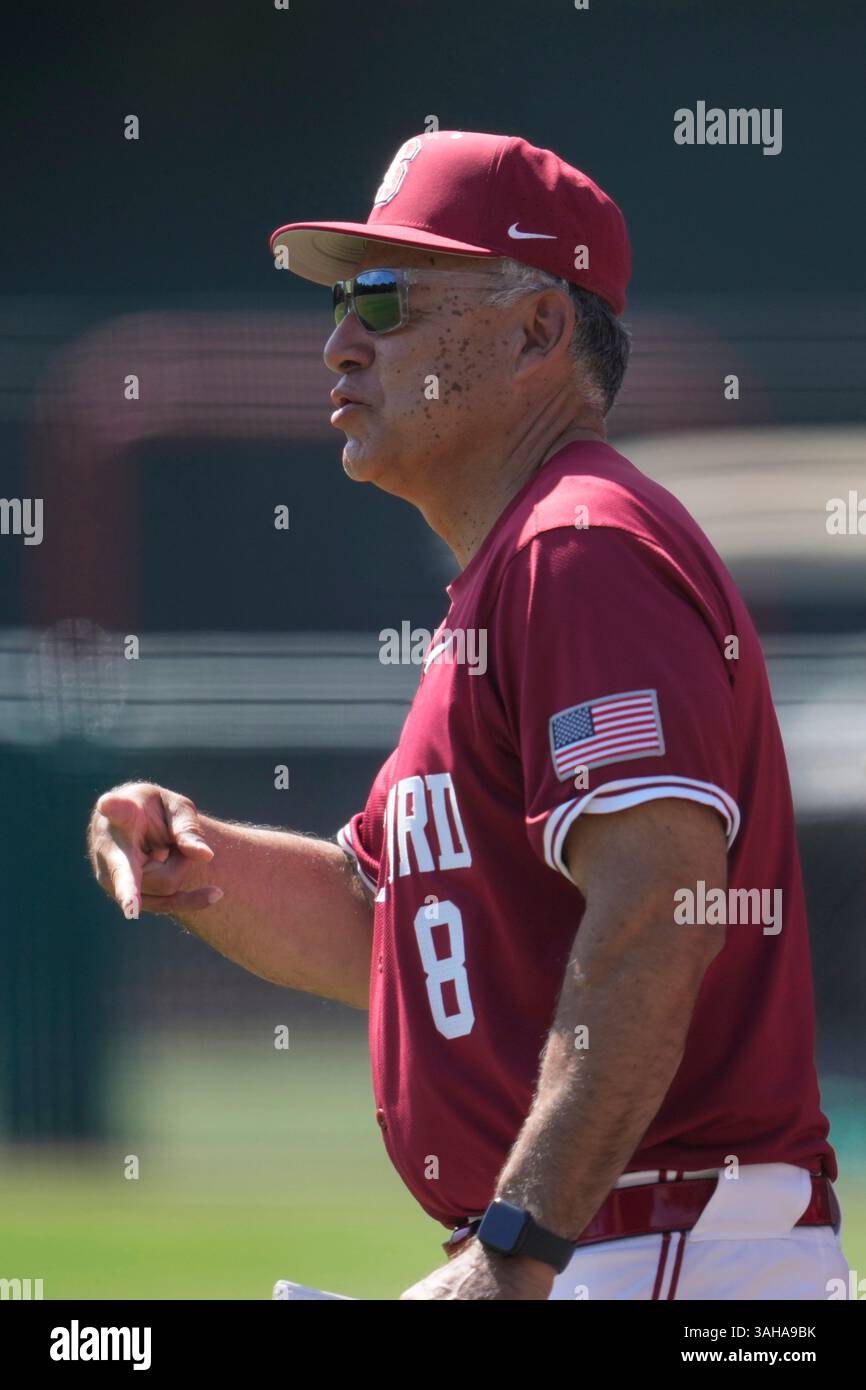 Stanford head coach David Esquer during an NCAA college baseball game ...