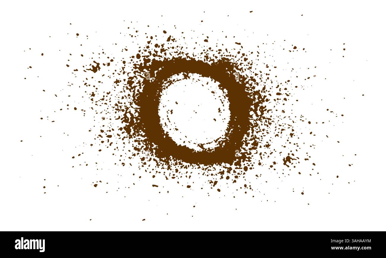 Round brown frame made of blots. Paint texture with drips. Grunge hand ...