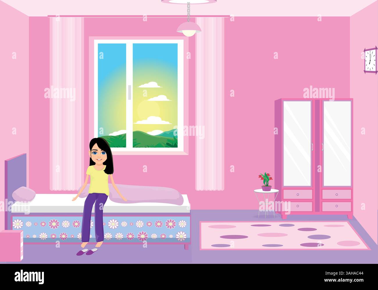 Couple sleeping in bed morning Stock Vector Images - Alamy