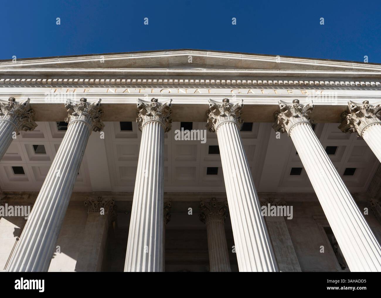 Section of the pediment and columns of the frontage of the National ...