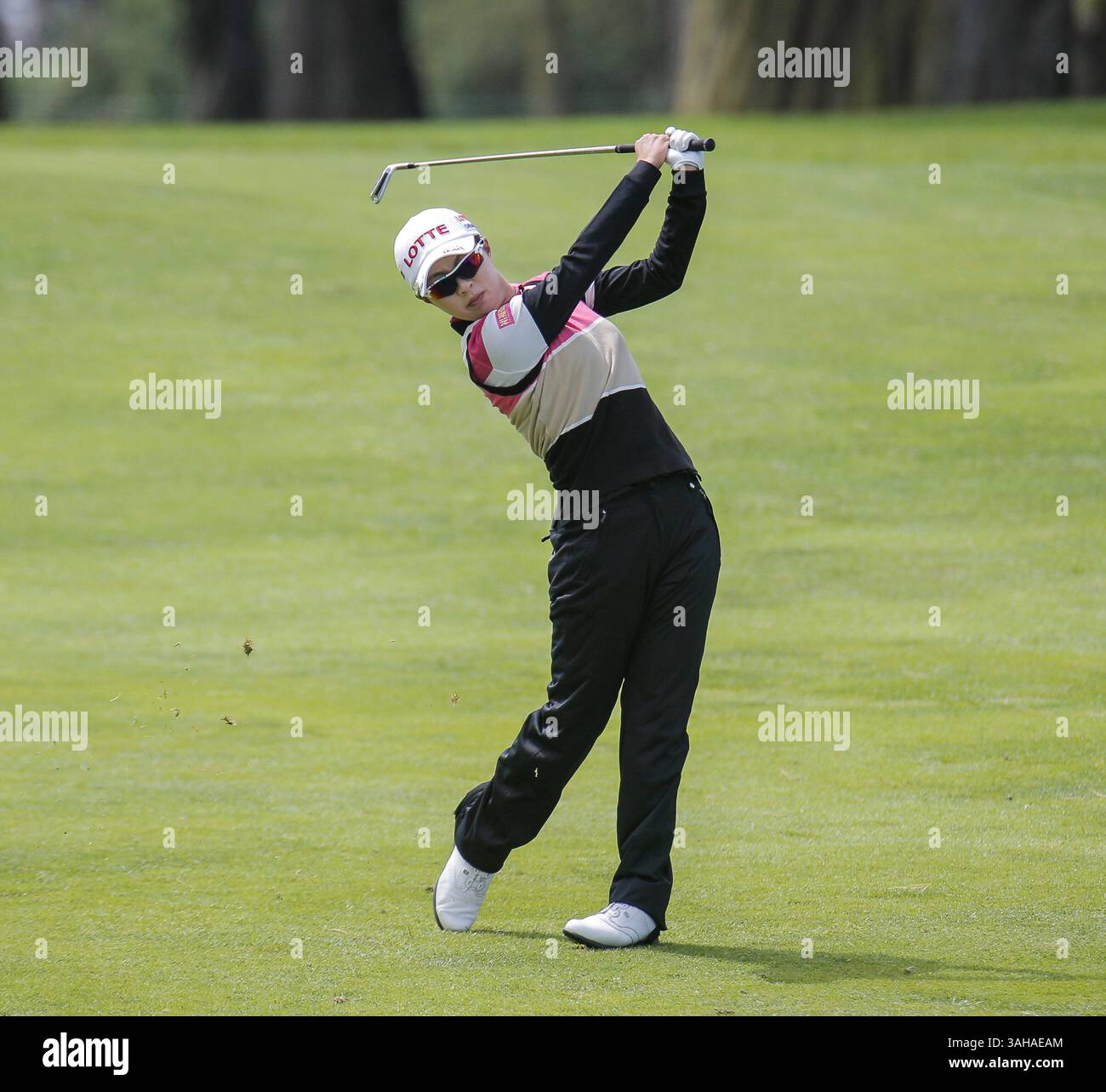 APR 25, 2015 San Francisco, CA : Hyo Joo Kim tee off at the 3rd hole ...