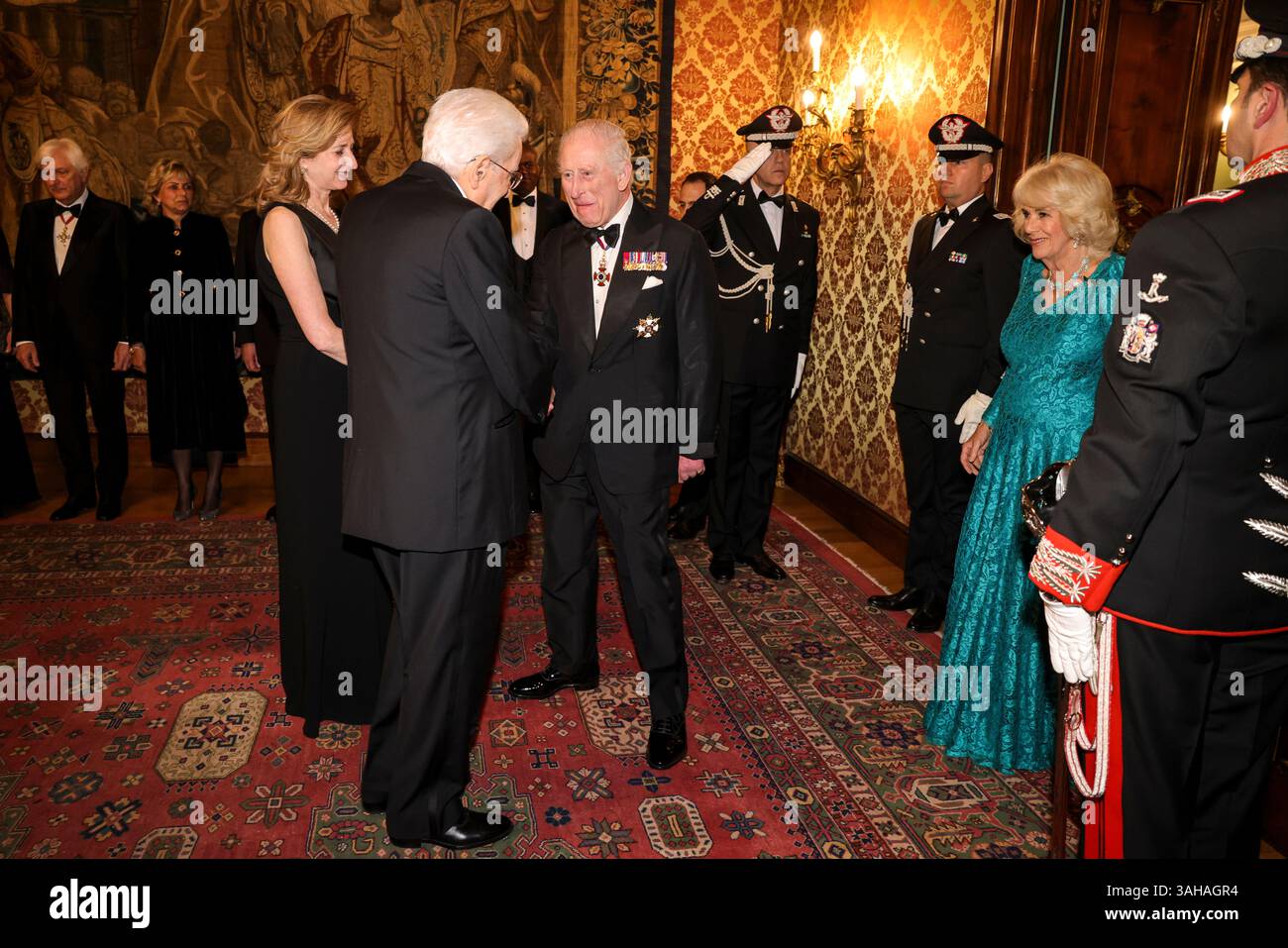 (left to right) Signora Laura Mattarella, and her father, Italian ...