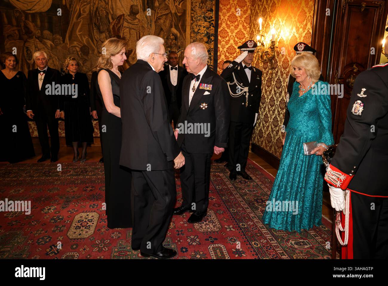 (left to right) Signora Laura Mattarella, and her father, Italian ...