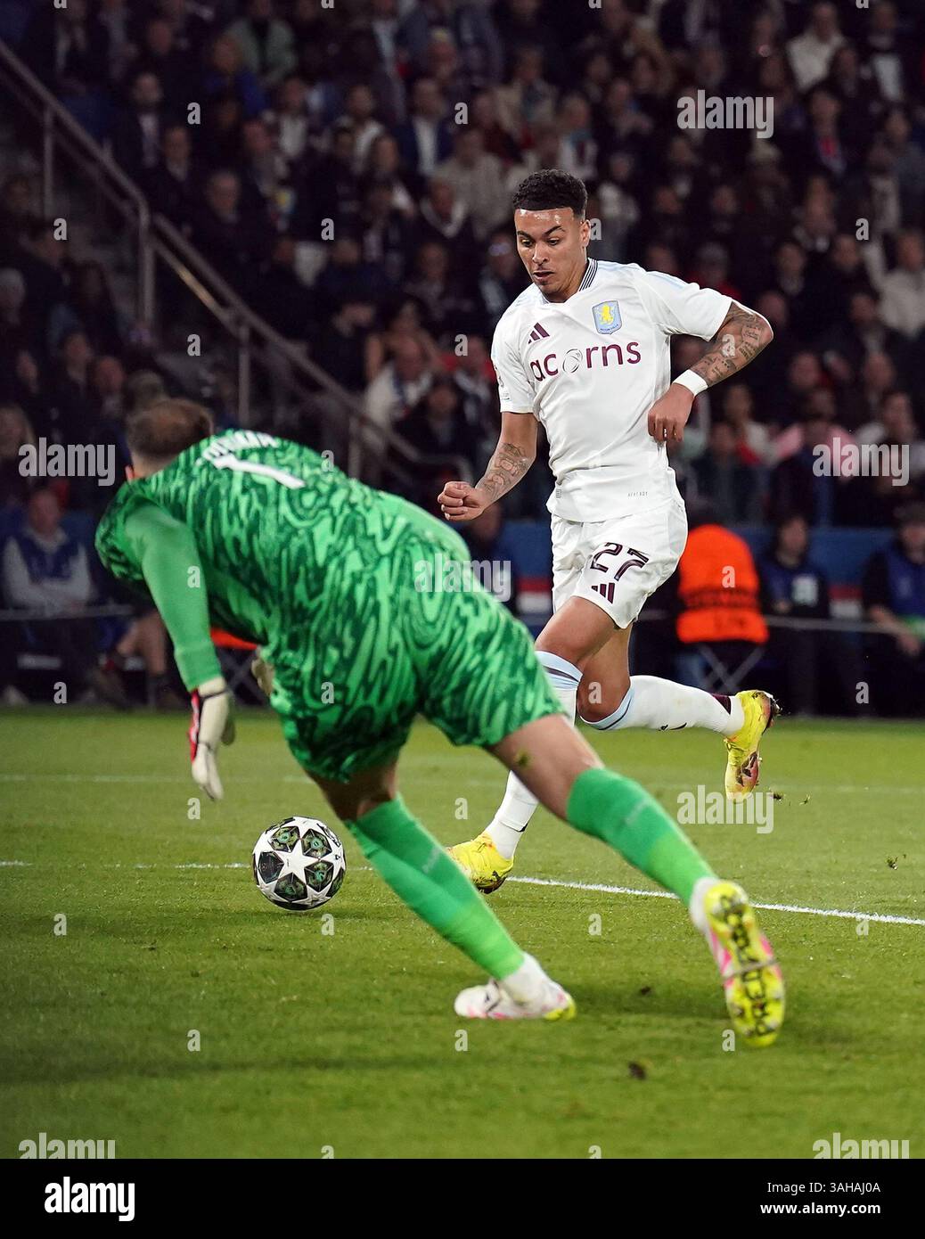 Aston Villa's Morgan Rogers scores their side's first goal of the game ...