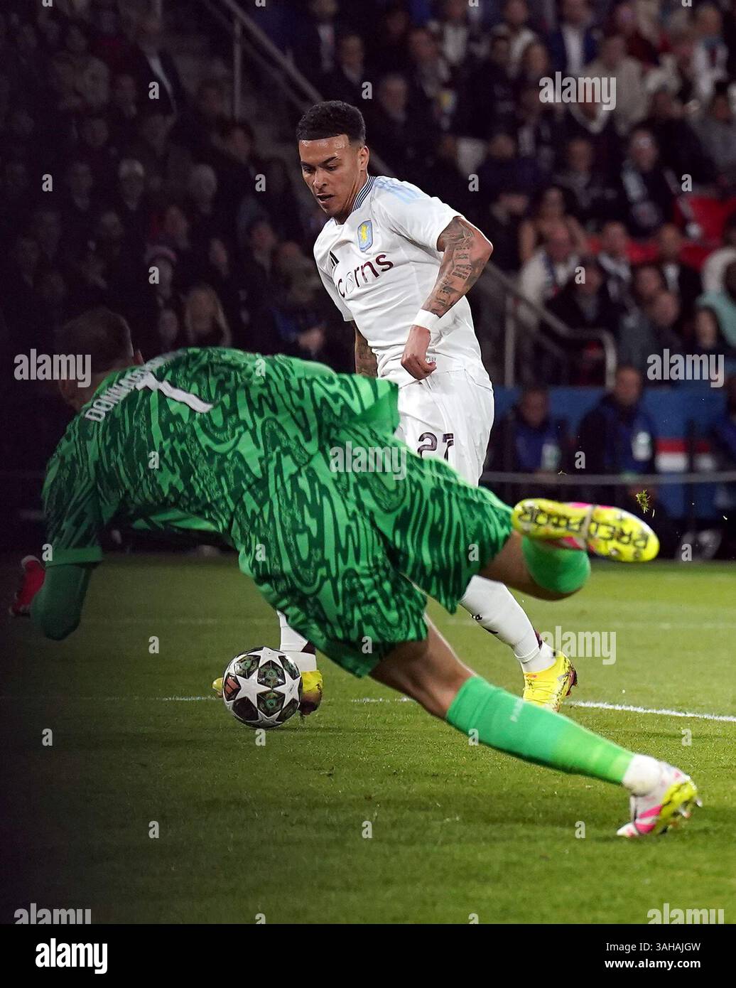 Aston Villa's Morgan Rogers scores their side's first goal of the game ...