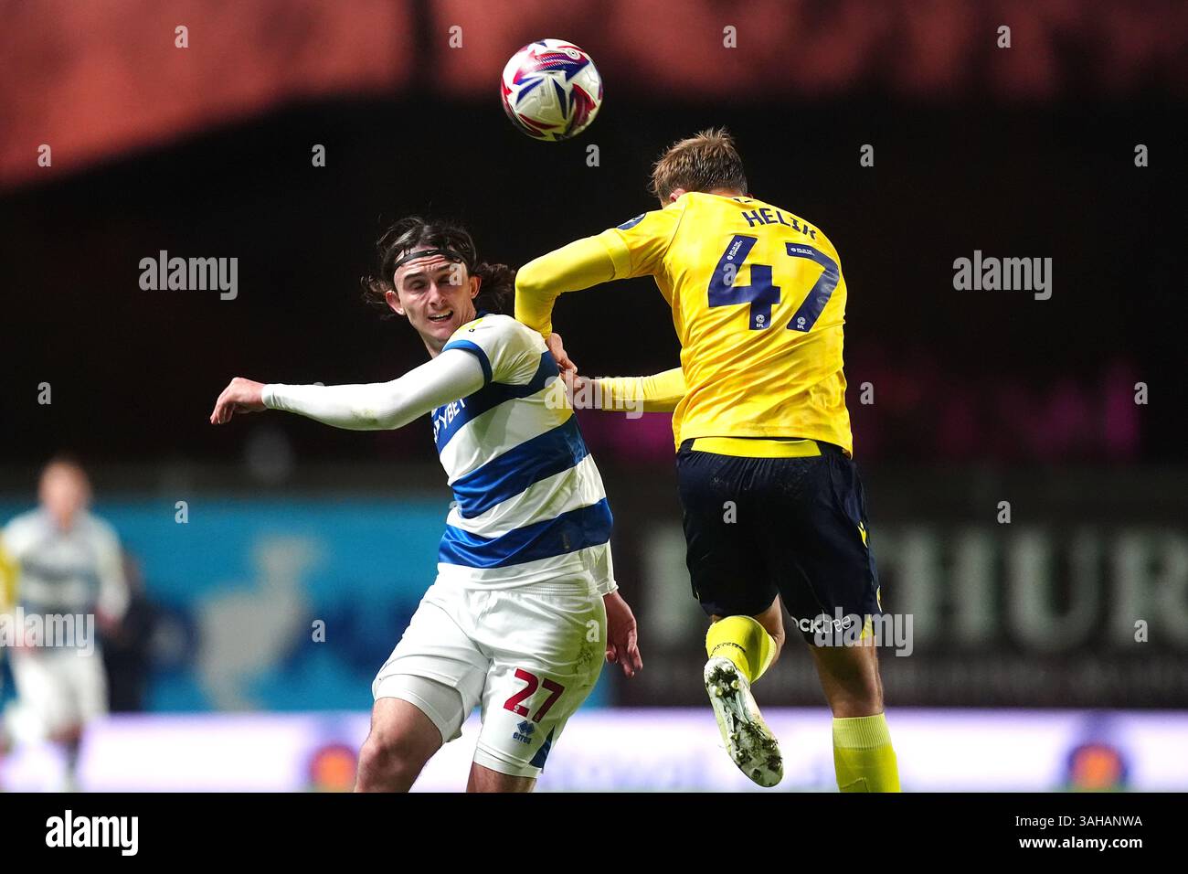 Queens Park Rangers' Daniel Bennie (left) and Oxford United's Michal ...