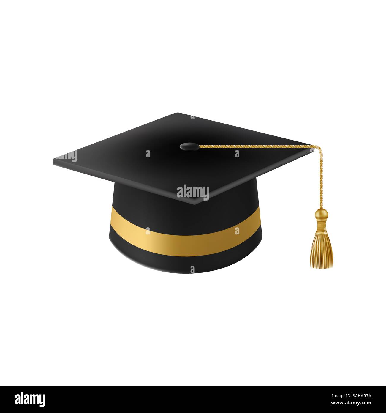 Realistic Black graduate cap. 3D Graduation Doctoral hat Stock Vector ...