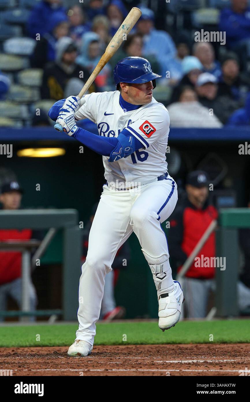 April 7, 2025: Kansas City Royals outfielder Hunter Renfroe (16) bats ...