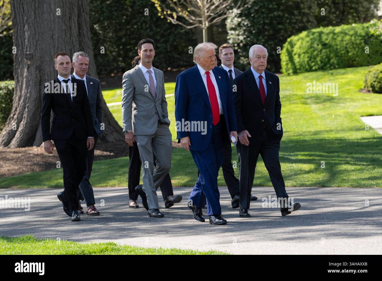 United States President Donald J Trump arrives with businessman and ...