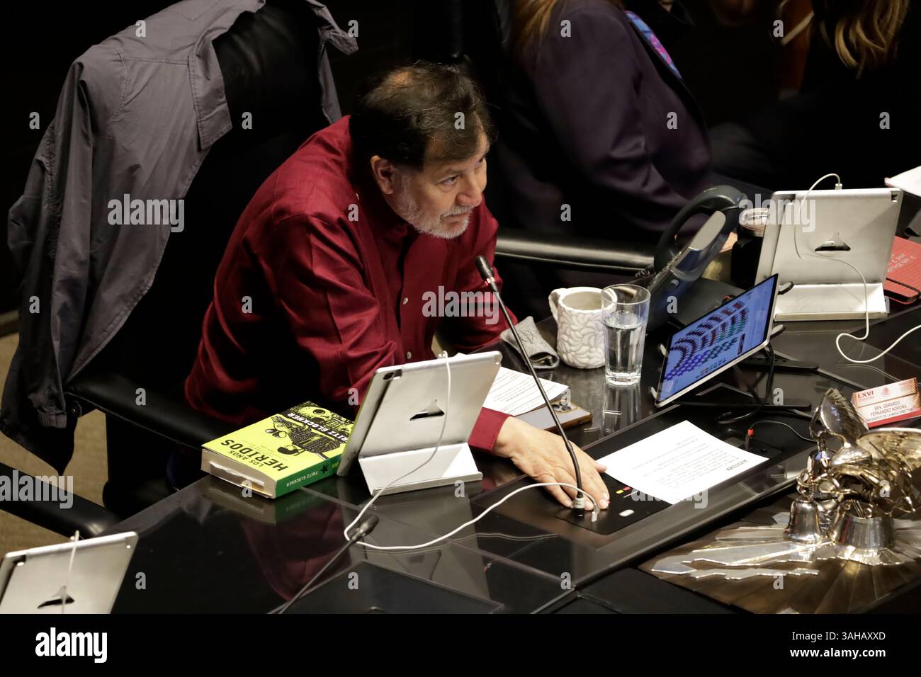 The President of the Senate, Gerardo Fernandez NoroÃ±a speaks during ...