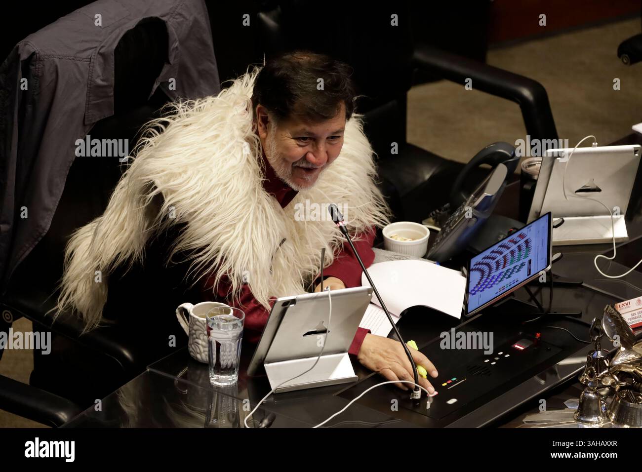 The President of the Senate, Gerardo Fernandez NoroÃ±a speaks during ...