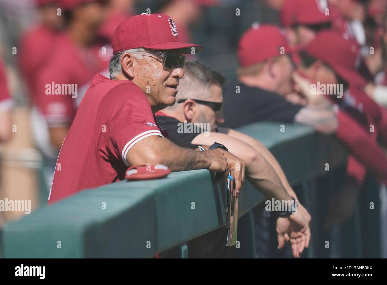 Stanford head coach David Esquer against California during an NCAA ...