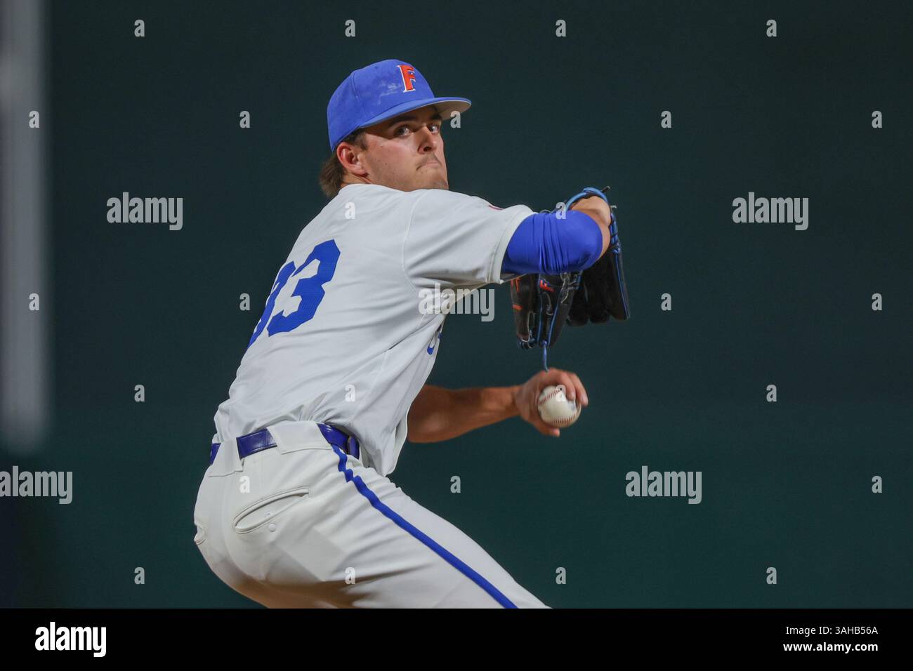 Florida pitcher McCall Biemiller (33) in action during an NCAA baseball ...