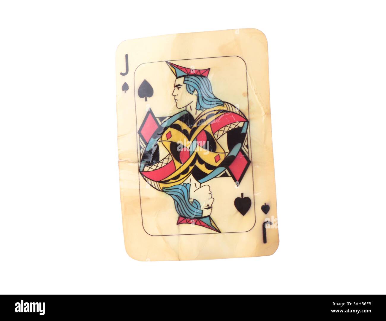 One old vintage playing card isolated on white Stock Photo - Alamy
