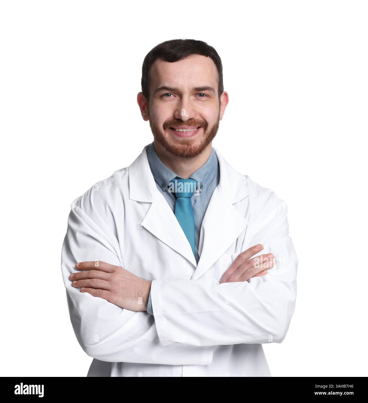Portrait of professional dentist on white background Stock Photo - Alamy