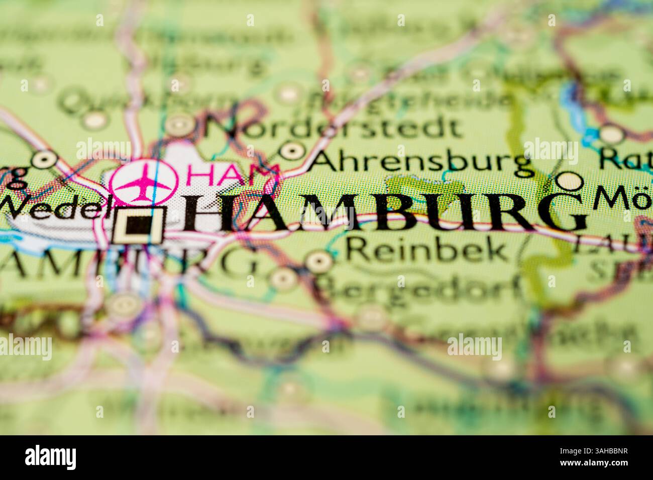 Closeup map showing hamburg hi-res stock photography and images - Alamy