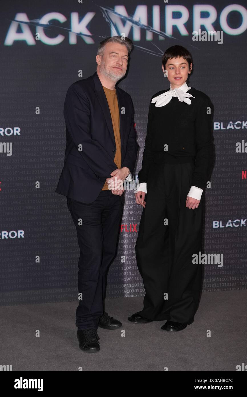 Charlie Brooker and Emma Corrin arrive for a screening of the seventh ...