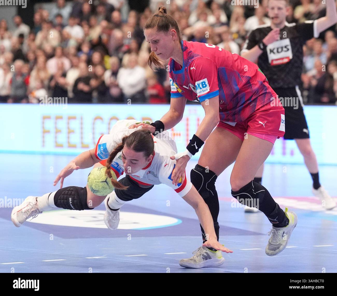 Germany's Xenia Smits, right and Denmark's Helena Elver vies for the ...