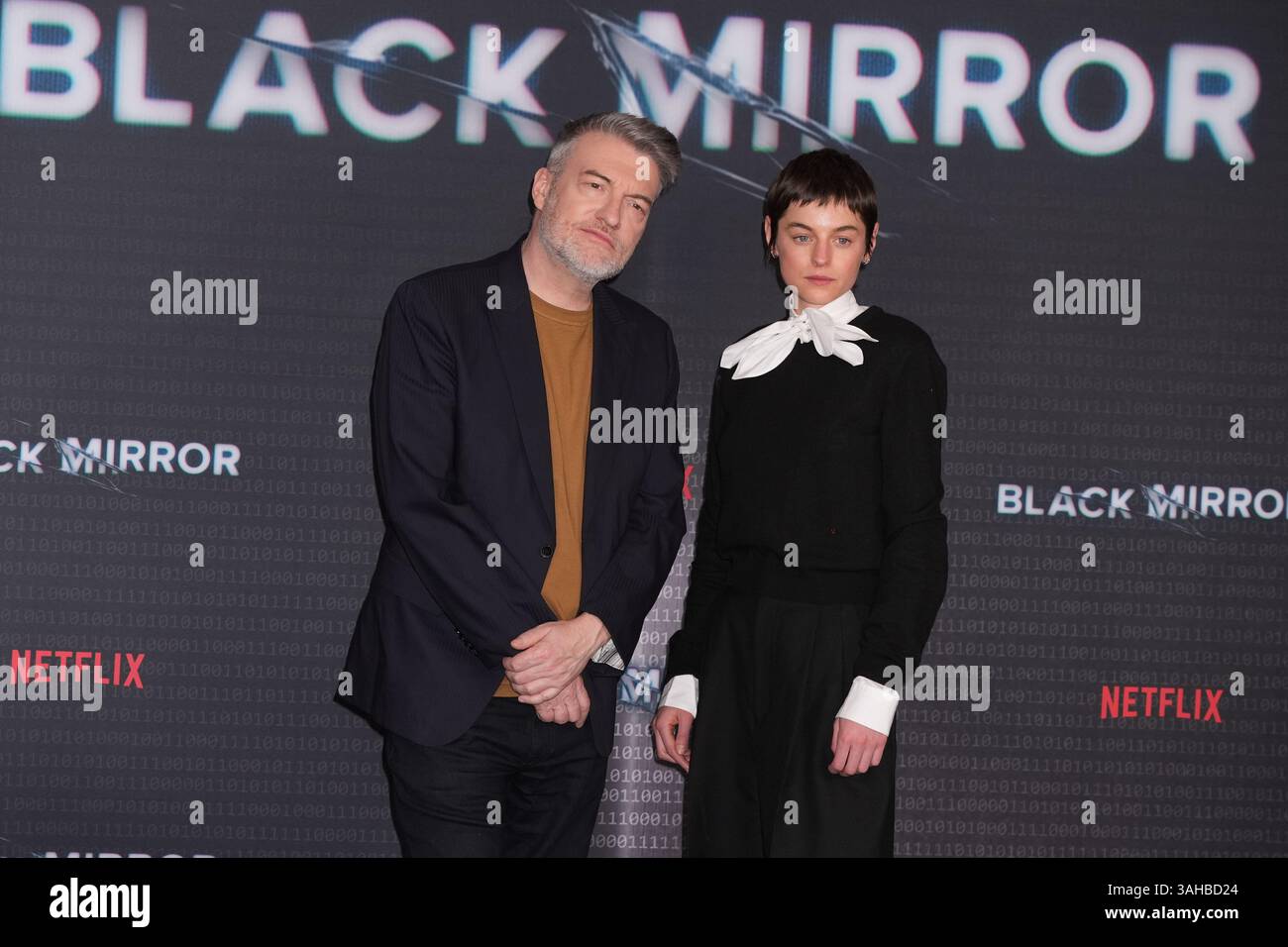 Charlie Brooker and Emma Corrin arrive for a screening of the seventh ...