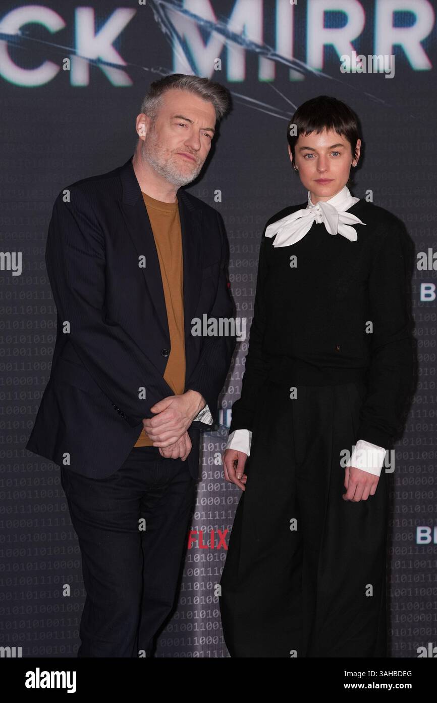 Charlie Brooker and Emma Corrin arrive for a screening of the seventh ...