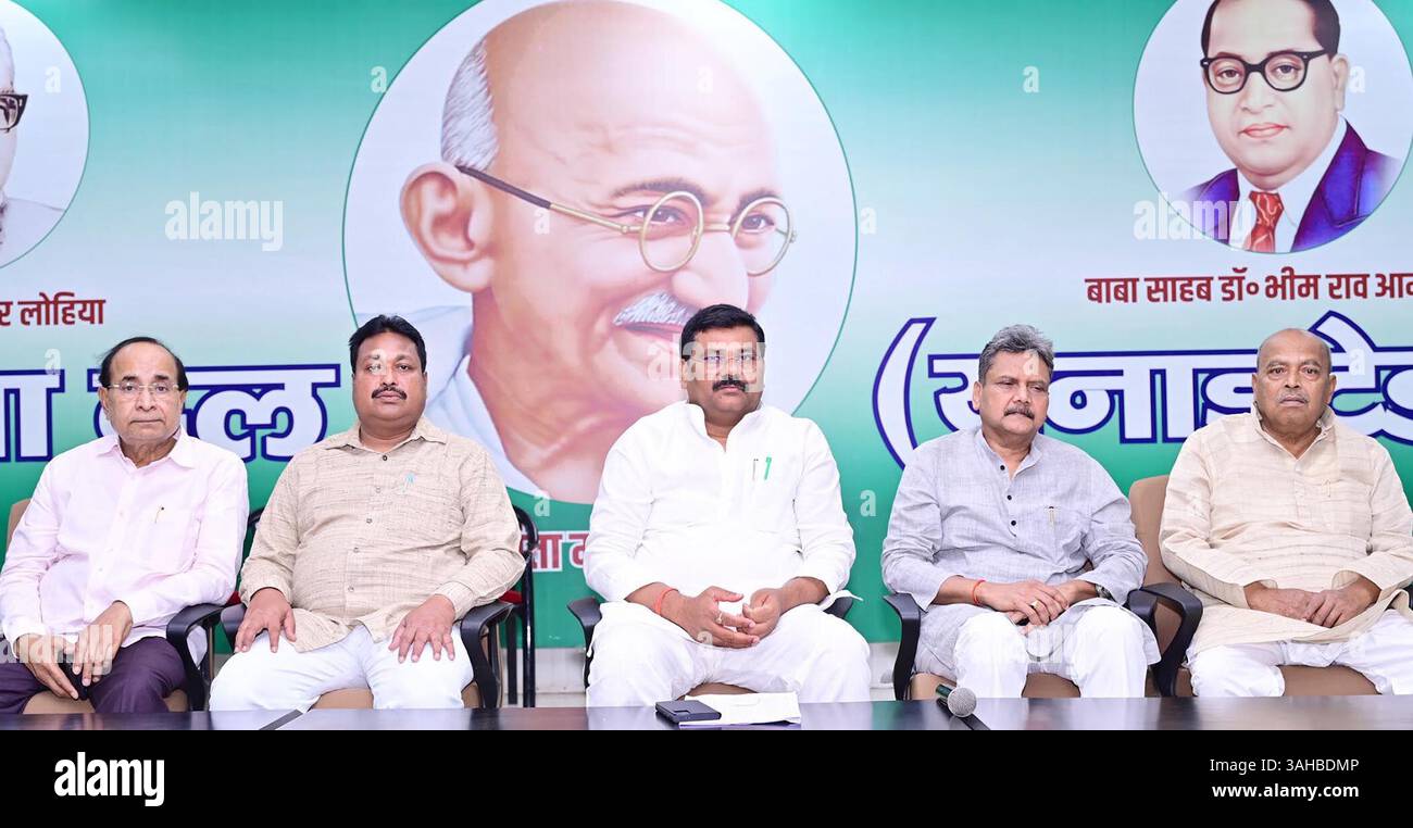 PATNA, INDIA - APRIL 9: Bihar JDU president Umesh Kushwaha holding meeting with party leaders at ...