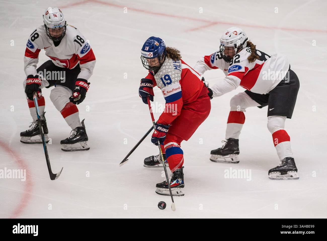 (L-R) Stefanie Wetli of Switzerland, Natalie Mlynkova of Czech Republic ...