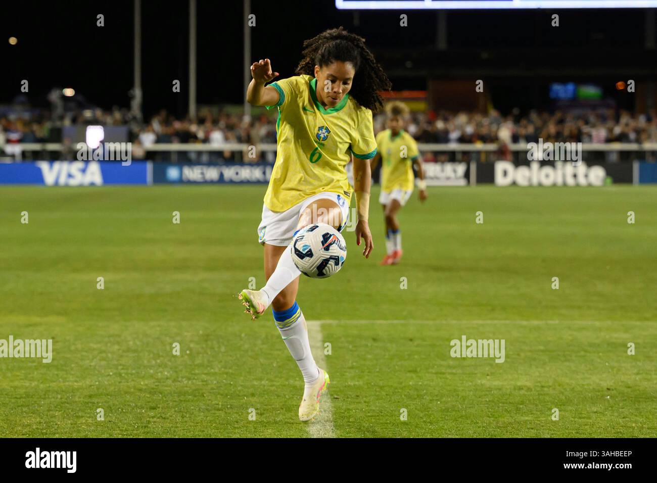 SAN JOSE, CA - APRIL 08: Brazil defender Yasmim controls the ball ...