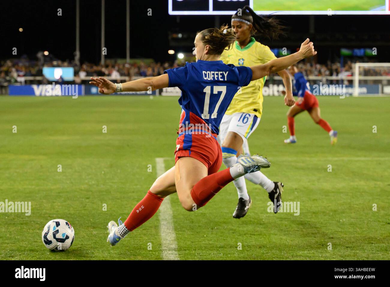 SAN JOSE, CA - APRIL 08: United States midfielder Sam Coffey (17) kicks ...