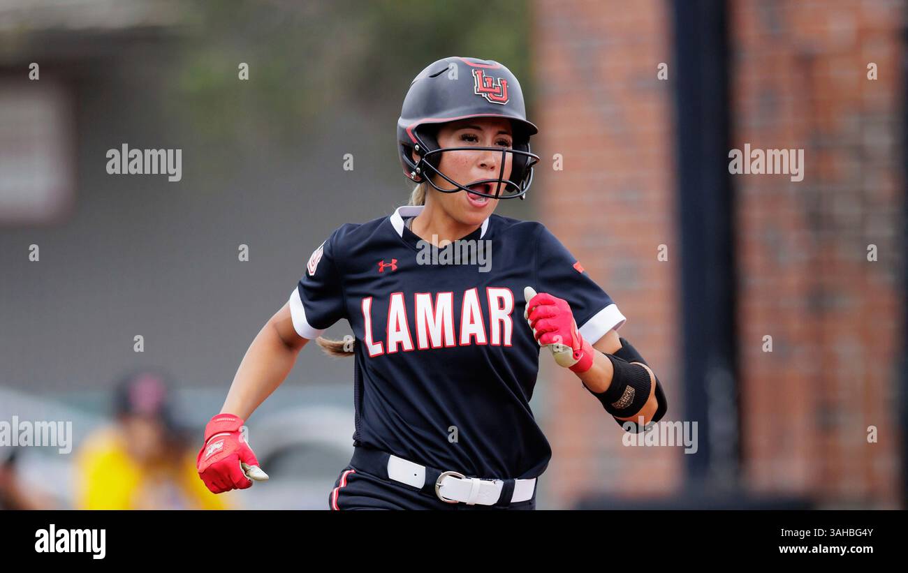 Lamar University infielder Jayne Sepulveda (16) runs during an NCAA ...