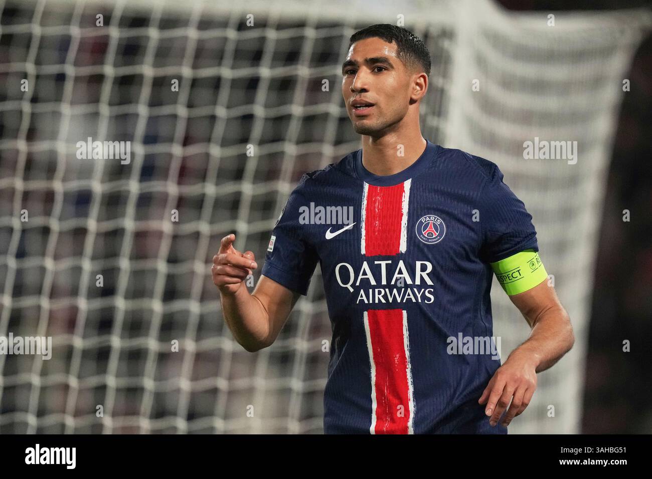 PSG's Achraf Hakimi reacts during the Champions League quarterfinal ...